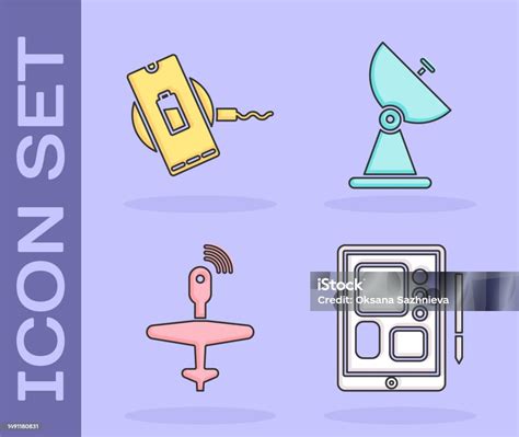 그래픽 태블릿 무선 충전기 Uav 드론 및 레이더 아이콘을 설정합니다 벡터 건강관리와 의술에 대한 스톡 벡터 아트 및 기타