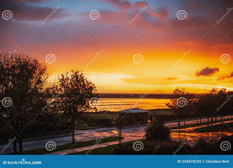 Pegwell Bay During Sunset After A Rain Storm The Sea And Roads Are