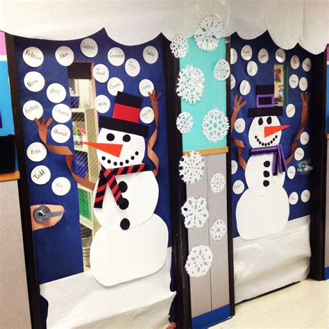 Snowman Classroom Door Decor For Winter School Door Decorations