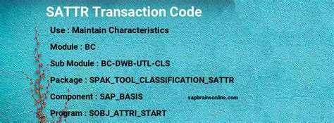 SATTR SAP Tcode For Maintain Characteristics