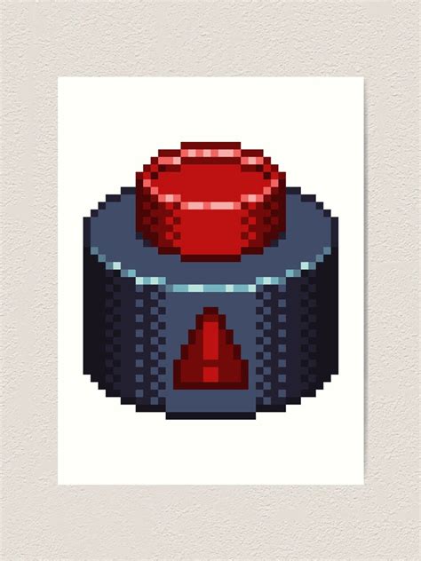 Big Red Button Pixel Art Art Print For Sale By KatNat3 Redbubble