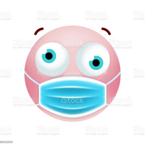 흰색 배경에 의료 얼굴 마스크와 만화 스타일 귀여운 핑크 이모티콘 격리된 벡터 일러스트레이션 3차원 형태에 대한 스톡 벡터 아트 및 기타 이미지 Istock