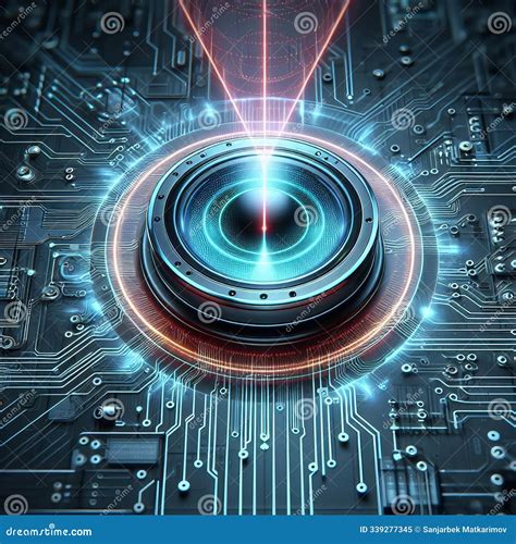 Variant IoT Sensor With Electric Field Lines Showing Its Detecti Stock Illustration