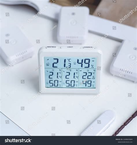 Device Measuring Temperature Humidity Simultaneously Stock Photo