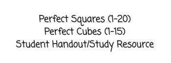 Perfect Squares And Perfect Cubes Handout By Trahan Land TPT