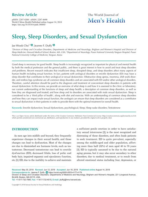 Pdf Sleep Sleep Disorders And Sexual Dysfunction