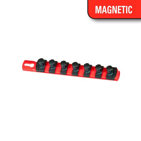 8” Magnetic Socket Organizer W Twist Lock Clips Red