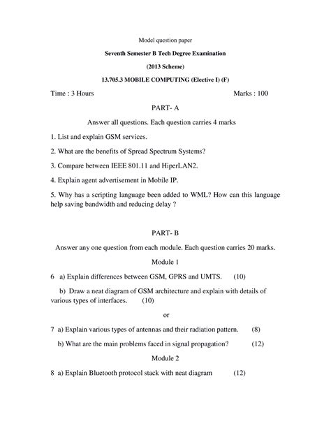 Mobile Computing Model Question Model Question Paper Seventh