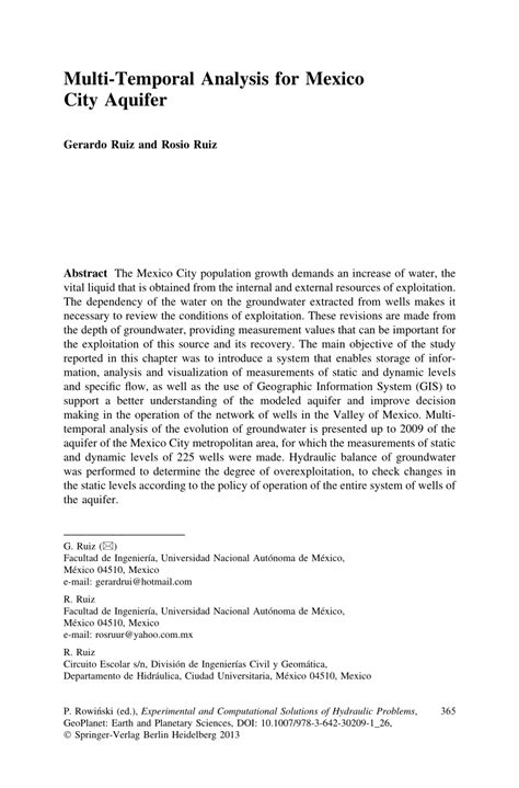 PDF Multi Temporal Analysis For Mexico City Aquifer