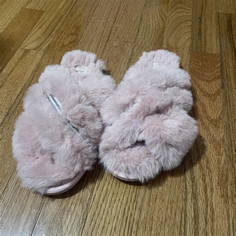 Pink Fuzzy Slides Size 56 Womens Depop