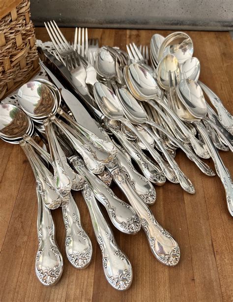 68 Pc Vintage Silverplate Silverware Gorham New Elegance Flatware Forks Spoons Knives And