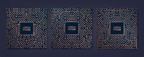 고급 표지 템플릿 사각형 라인 아트 데코 패턴의 벡터 세트입니다 플래 카드 배너 전단지 프리젠 테이션 및 카드를위한 멋진 디자인 요소 국경에 대한 스톡 벡터 아트 및 기타