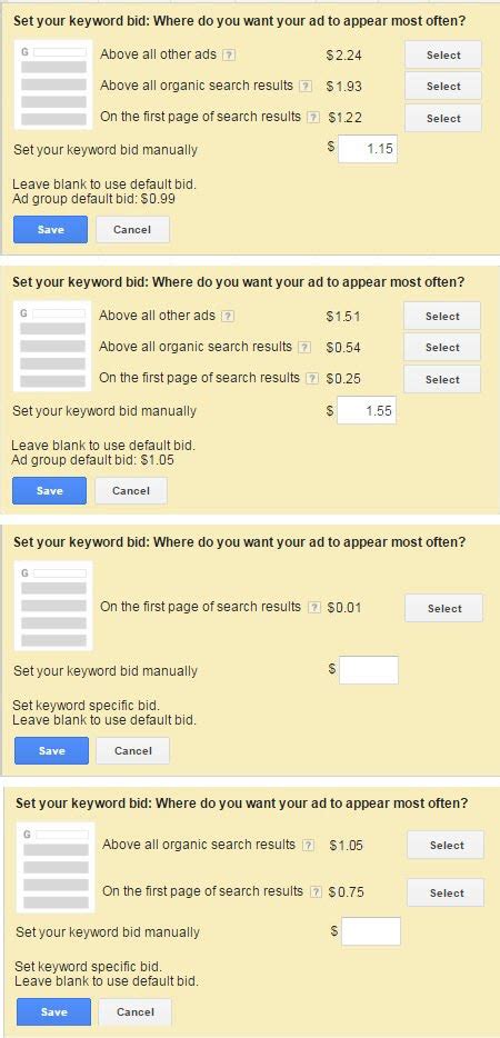 adwords offering new keyword bidding suggestions ui