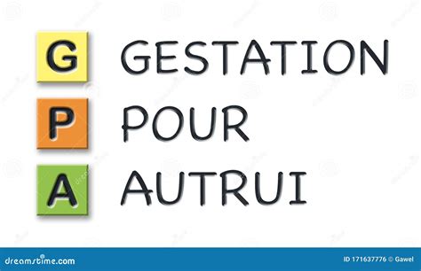 Gpa Initials In Colored 3d Cubes With Meaning In French Language Stock Illustration