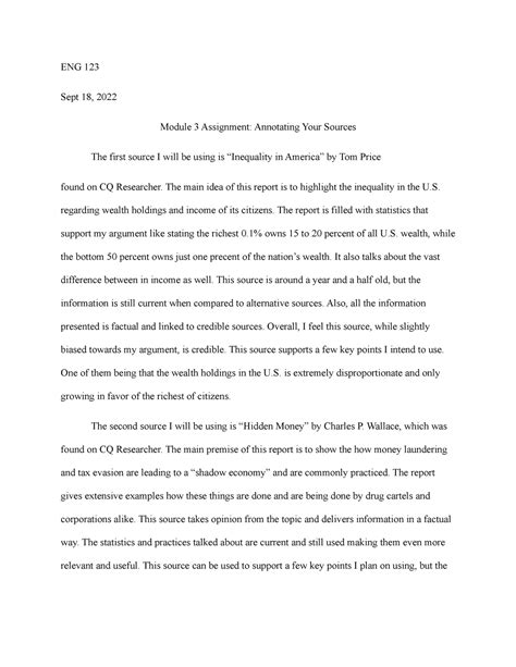 Module 3 Assignment Annotating Your Sources Eng 123 Sept 18 2022