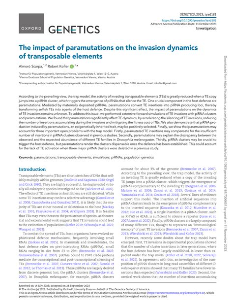 Pdf The Impact Of Paramutations On The Invasion Dynamics Of