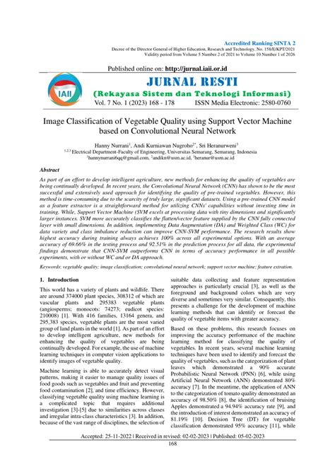 Pdf Image Classification Of Vegetable Quality Using Support Vector Machine Based On