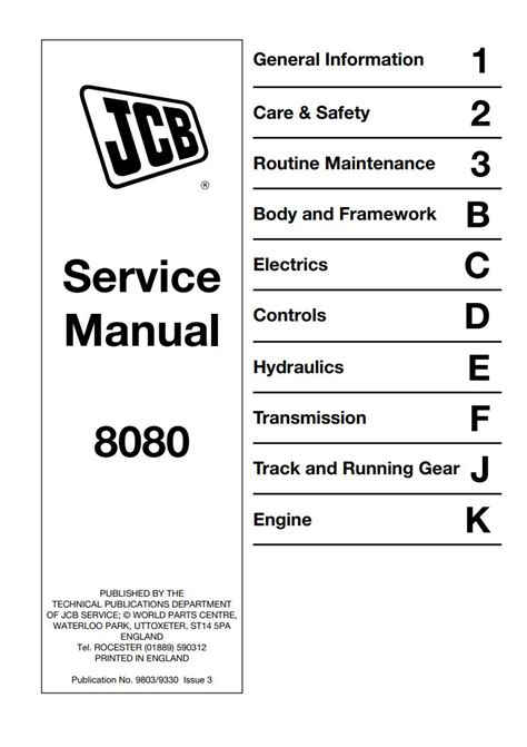 Service Manual JCB 8080 Midi Excavator