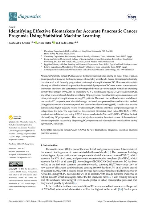 Pdf Identifying Effective Biomarkers For Accurate Pancreatic Cancer Prognosis Using