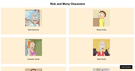 rick and morty codesandbox