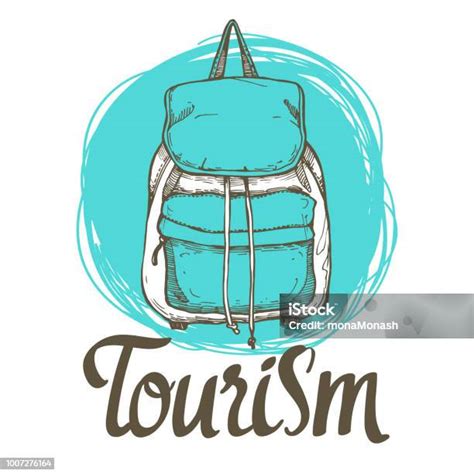 배낭 여행 벡터 손으로 그린 가방입니다 흰색 바탕에 스케치 스타일에서 그림입니다 디자인에 대 한 브러시 서 예 요소입니다 필기 잉크 레터링 0명에 대한 스톡 벡터 아트 및