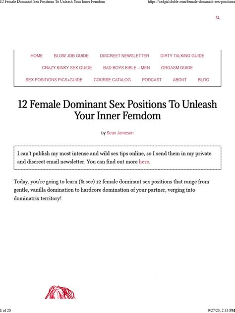 12 Female Dominant Sex Positions To Unleash Your Inner Femdom Pdf