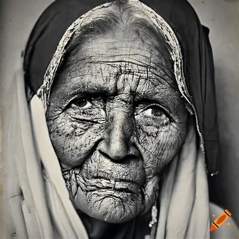 Vintage Black And White Portrait Of An Elderly Pakistani Immigrant