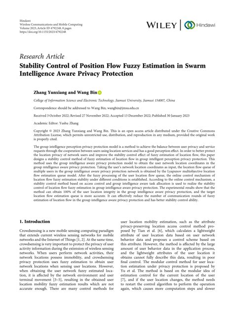 Pdf Stability Control Of Position Flow Fuzzy Estimation In Swarm
