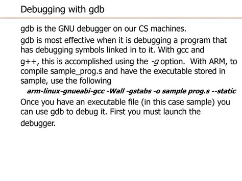 Debugging With Gdb Gdb Is The Gnu Debugger On Our Cs Machines Ppt