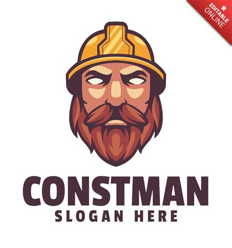 Construction Man Logo Design Template Free Design Template