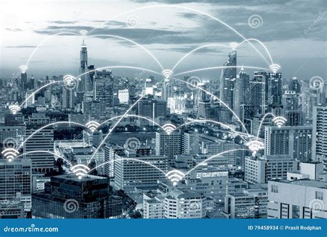 Wifi Icon And Paris City With Network Connection Concept Paris Smart