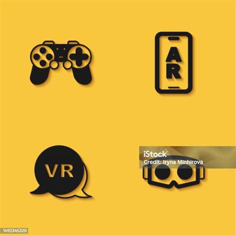 게임패드 가상 현실 안경 증강 Ar 아이콘을 긴 그림자로 설정합니다 벡터 3차원 형태에 대한 스톡 벡터 아트 및 기타 이미지 3차원 형태 Brand Name Video