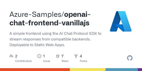 Github Azure Samplesopenai Chat Frontend Vanillajs A Simple Frontend Using The Ai Chat