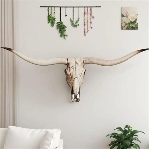30inch Cow Skull Wall Decor Long Horn Cow Skull Wall Hanging Decor Wall Hanging Faux Longhorn