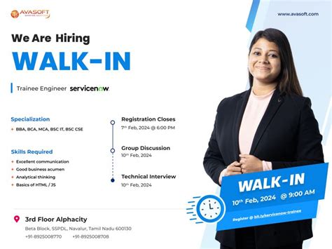 Career Avasoft On Linkedin Career Walkin Servicenow