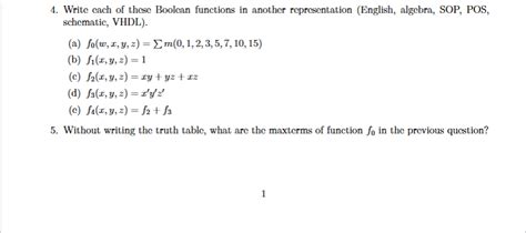 Solved 4 Write Cach Of These Boolean Functions In Another