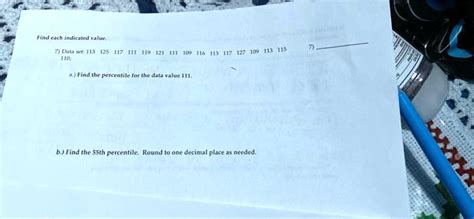 Solved Text A Find The Percentile For The Data Value B