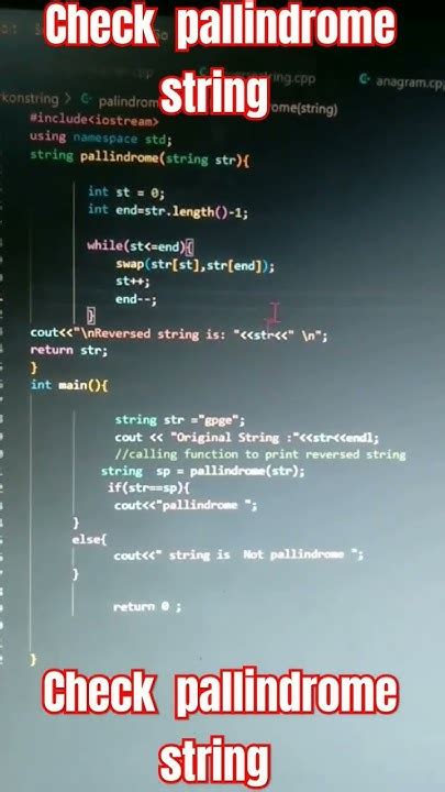Check String Is Pallindrome Or Not Coding College Coder Web