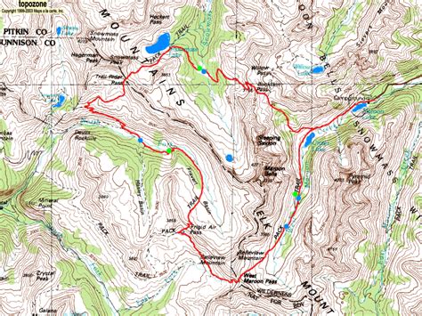 Maroon Bells 4 Pass Loop Trail Map