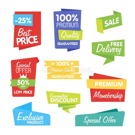 Collection Of Raster Abstract Label Sticker Tags Stock Illustration