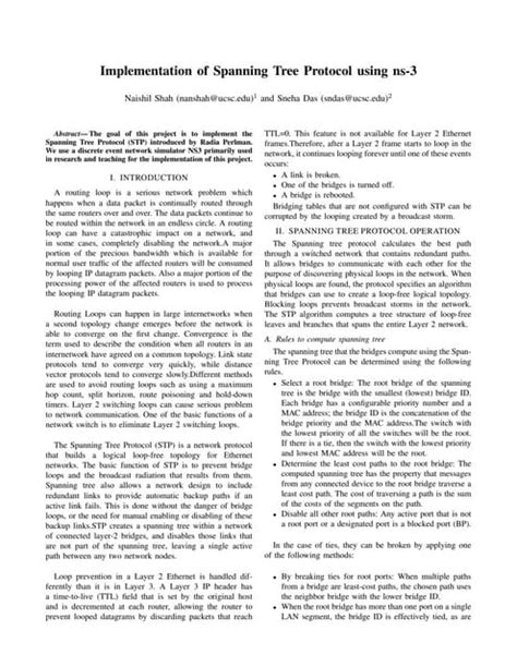 Implementation Of Spanning Tree Protocol Using Ns 3 Pdf