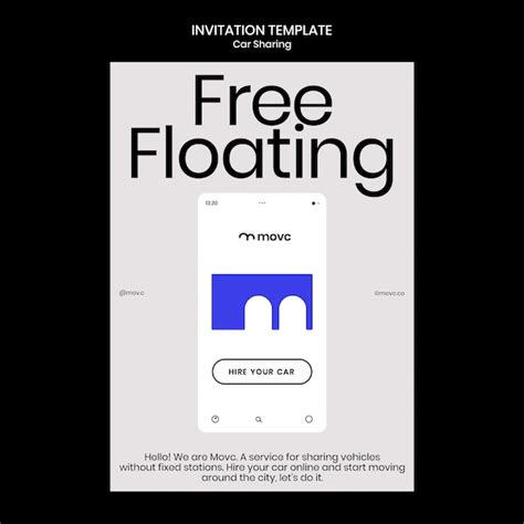 평면 디자인 자동차 공유 초대장 템플릿 무료 Psd 파일