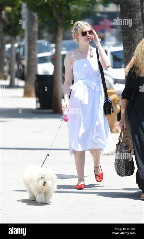 Elle Fanning Goes Out To Lunch With Her Grandmother And The Dog