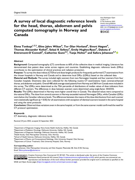 Pdf A Survey Of Local Diagnostic Reference Levels For The Head Thorax Abdomen And Pelvis