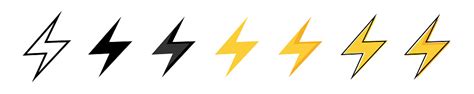 천둥 볼트 벡터 아이콘 플래시 로고 세트 흰색 배경의 번개 아이콘입니다 전기 표지판 벼락 기호 전기 컨셉 스톡 벡터 일러스트레이션 개념에 대한 스톡 벡터 아트 및 기타