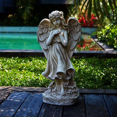 Floryden Garden Angel Figurines Light Up Praying Angel