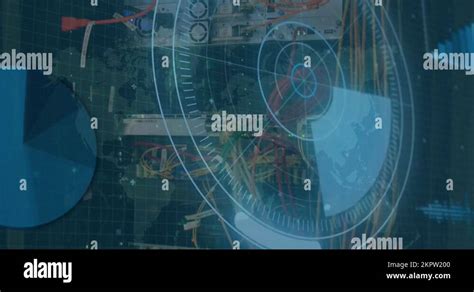Animation Of Data Processing With Scope Scanning And World Map Over Server Stock Video Footage