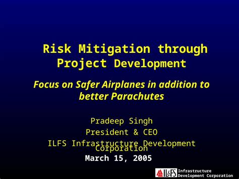 Ppt Infrastructure Development Corporation Limited Risk Mitigation Through Project Development