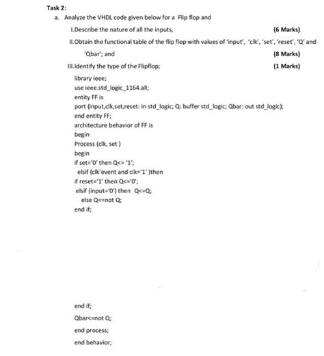 Solved Task 2 A Analyze The Vhdl Code Given Below For A