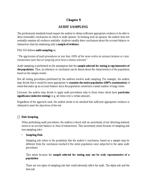 Audit Sampling Techniques Pdf Audit Financial Audit